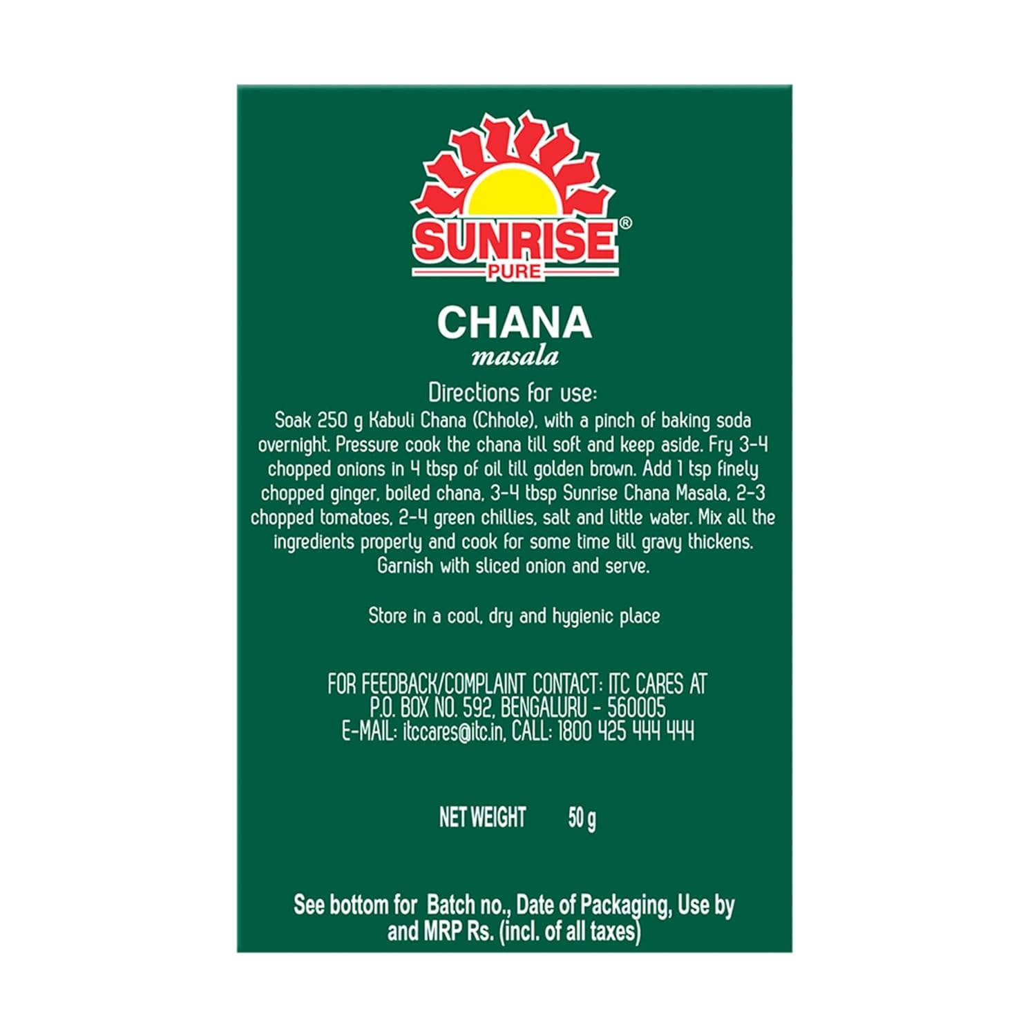 Sunrise Pure Chana Masala Spice Powder , 50 gm | Tarapithcity